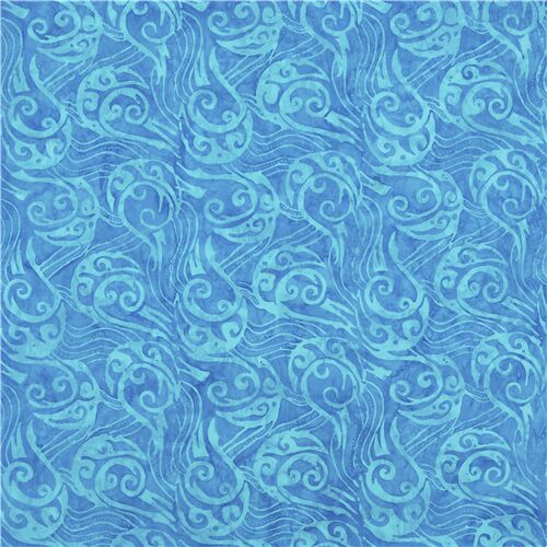 Batik Timeless Treasures fabric blue wave scrolling swirl - modeS4u