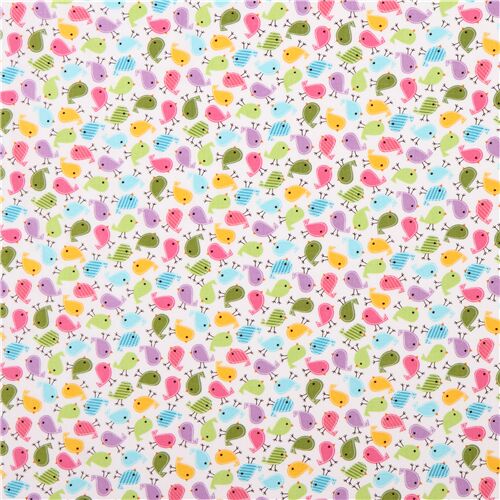 Birds white smooth knit fabric Robert Kaufman extra wide - modeS4u