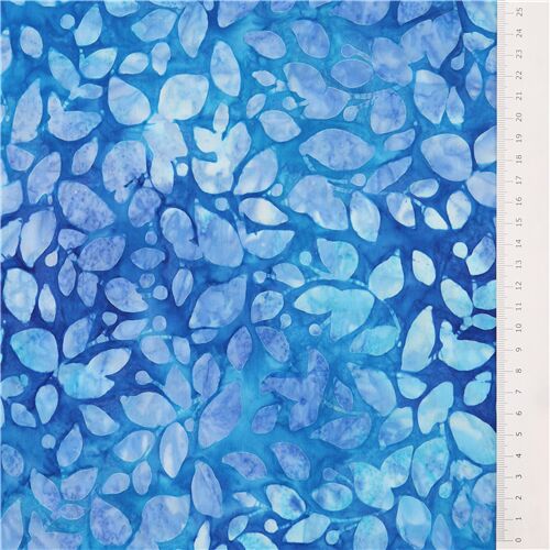 Tela batik algodón azul Robert Kaufman con pétalo flor hoja - modesS4u
