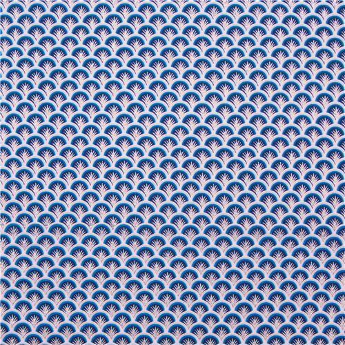 Blue scales and feathers on white fabric by Liberty Fabrics - modeS4u