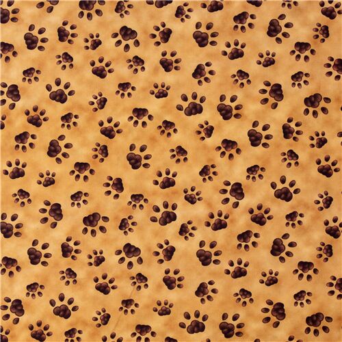 Brown cat paws design Quilting Treasures animal print fabric - modeS4u