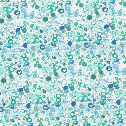 Bubble pattern blue green paint on cotton fabric Dear Stella - modeS4u