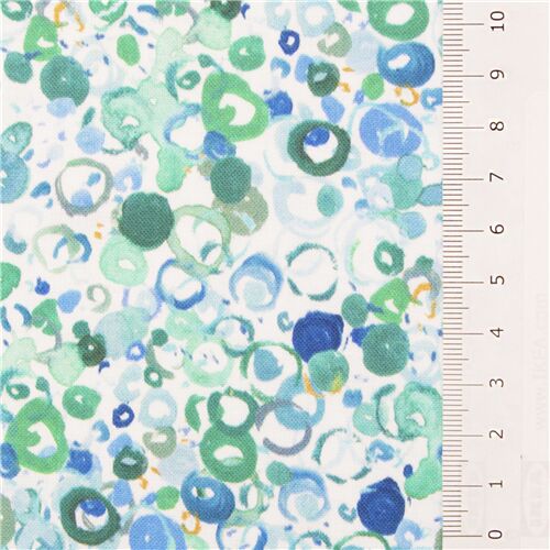 Bubble pattern blue green paint on cotton fabric Dear Stella - modeS4u