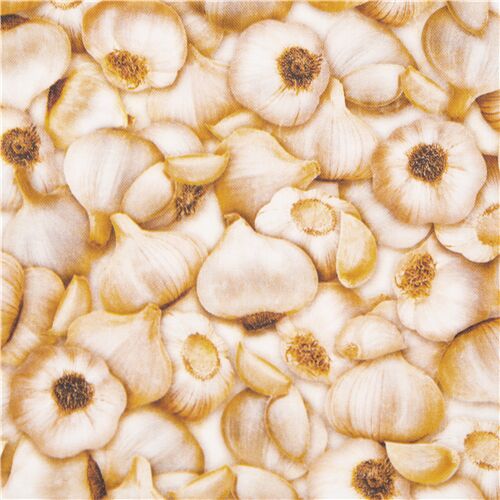 Fresh Garlic Bulbs Cloves Vegetables Produce Fabric by Quilting ...