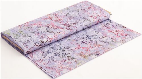 Butterfly flower Timeless Treasures lilac purple batik fabric - modeS4u
