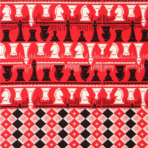Checkmate double border chess game fabric Michael Miller - modeS4u