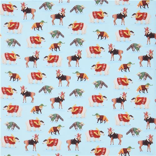 Remnant 47 cm - Christmas animal fabric by Robert Kaufman - modes4u