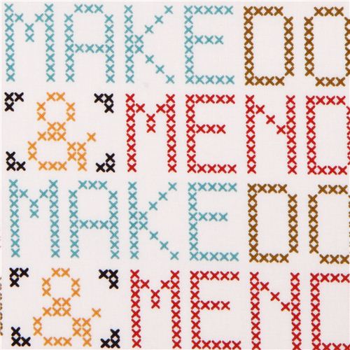Cloud 9 embroidery letter organic fabric Betty Mad Mend Fabric by Cloud ...