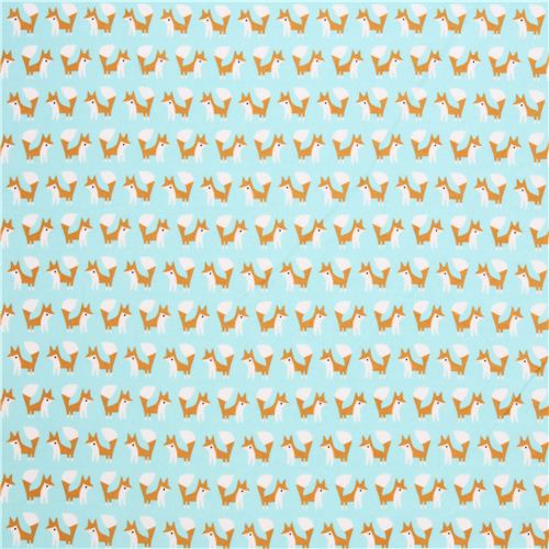 blue Cloud 9 fox animal organic flannel fabric Fanfare Fabric by Cloud ...