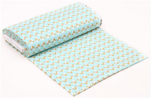 blue Cloud 9 fox animal organic flannel fabric Fanfare Fabric by Cloud ...
