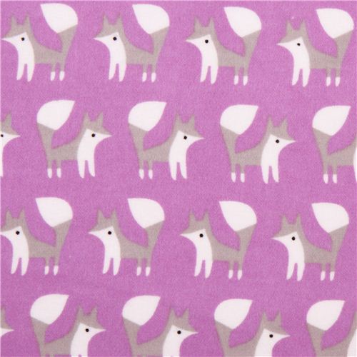 Cloud 9 fox orchid animal organic flannel fabric Fanfare Fabric by ...