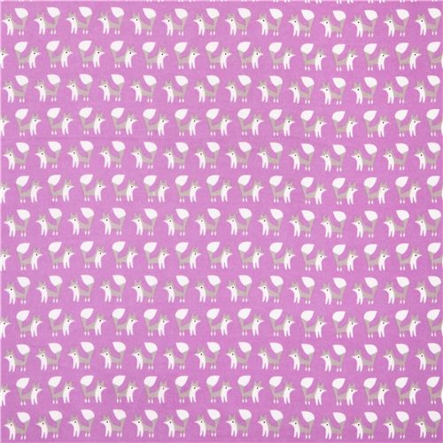 Cloud 9 fox orchid animal organic flannel fabric Fanfare Fabric by ...