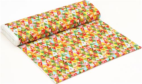 Cosmo colorful Christmas triangle fabric with trees - modeS4u