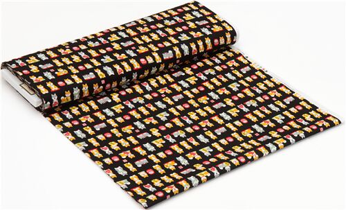 Cosmo fabric in black with shiba inu and daruma from Japan - modeS4u