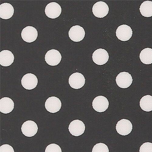 Cosmo laminate fabric from Japan black with white polka dots Fabric by ...