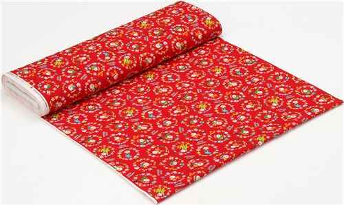 Cosmo red Christmas fabric with tossed Santa pattern - modeS4u