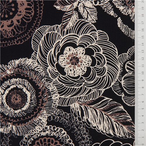 Cosmo round flower oxford fabric in black - modeS4u