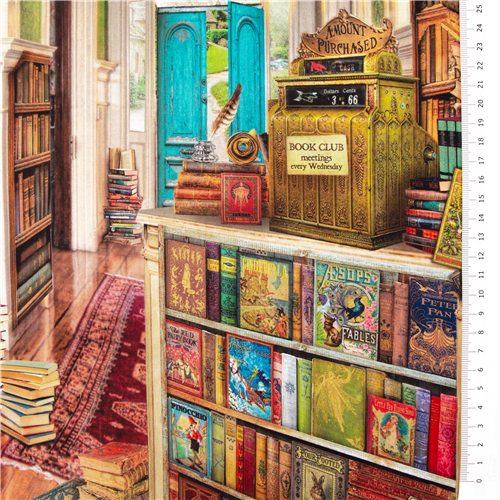 Cosy home library cupboard reading nook USA fabric Robert Kaufman ...