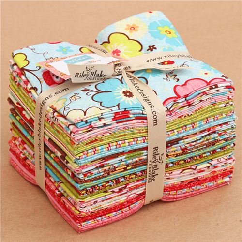 Fat Quarter flower owl bird fabric bundle Happy Flappers by Riley Blake ...