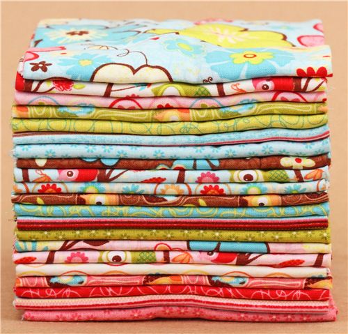 Fat Quarter flower owl bird fabric bundle Happy Flappers by Riley Blake ...