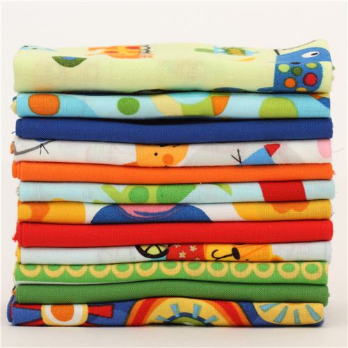Fat Quarter fabric bundle animals bright by Robert Kaufman - modes4u