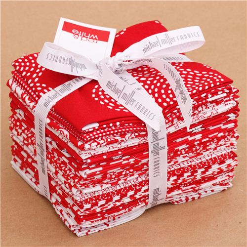 Fat Quarter fabric bundle red & white Michael Miller USA dots hearts ...