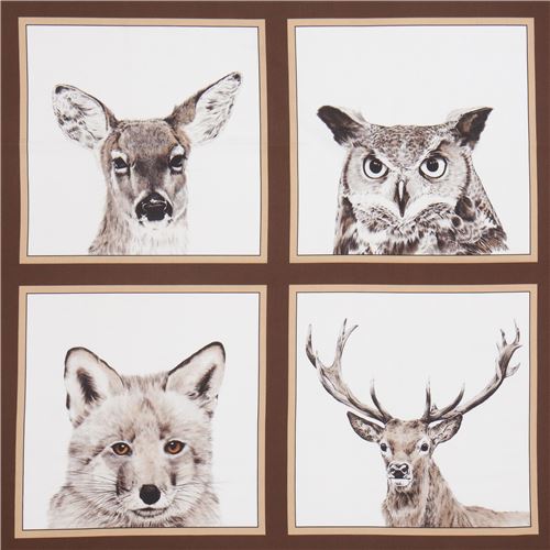 Faulty - brown animal panel Robert Kaufman fabric - modes4u