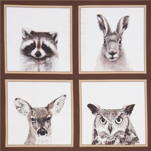 Faulty - brown animal panel Robert Kaufman fabric - modes4u