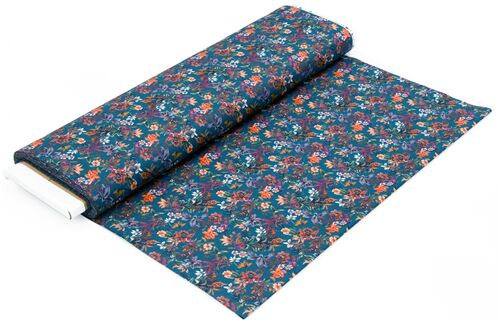 Florals on teal strong cotton fabric by Stof France extra wide - modeS4u
