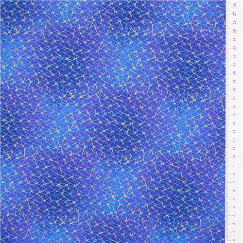 Gold metallic grid mesh on blue fabric by Timeless Treasures - modeS4u