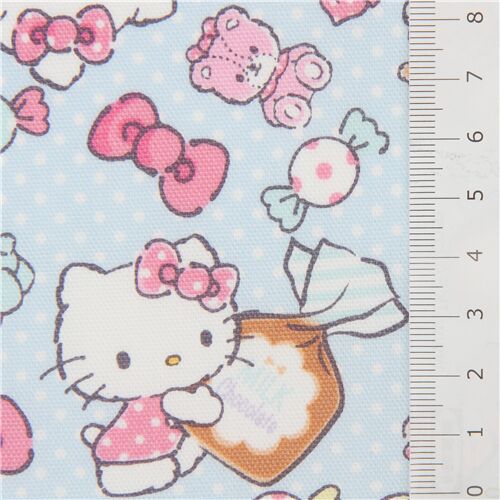 Hello Kitty tela oxford azul claro con oso de peluche caramelo lazo by ...