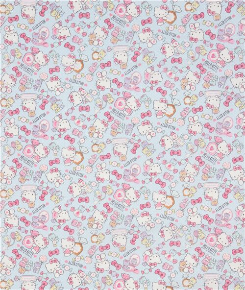 Hello Kitty tela oxford azul claro con oso de peluche caramelo lazo by ...