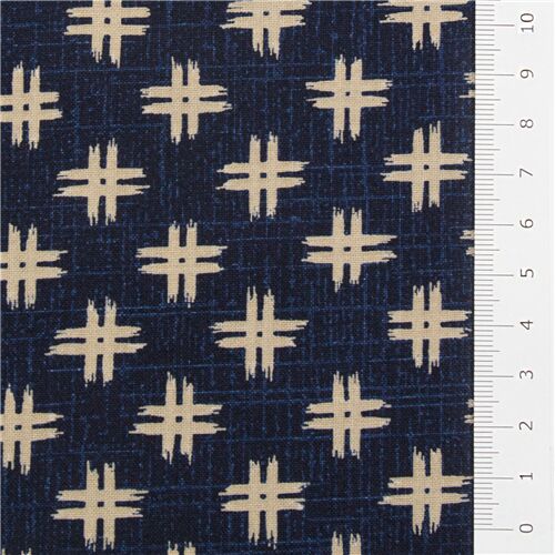 Indigo blue cotton fabric with hash sign igeta traditional motif from ...