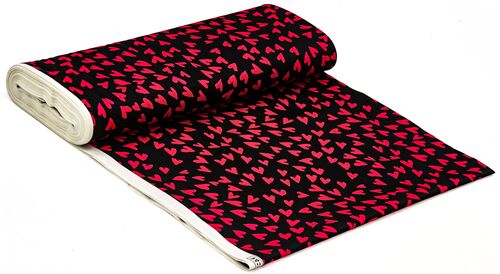 Japan Stoff rote Herzen fester schwarzer Hintergrund - modeS4u