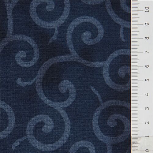 Japanese dark blue fabric with swirls from Japan - modeS4u