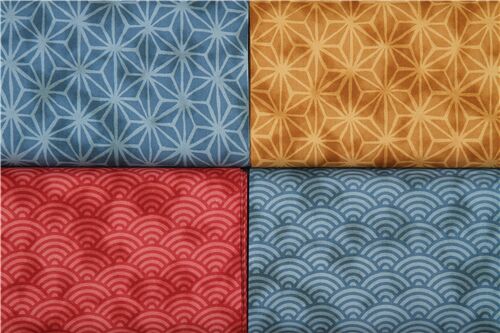 Japanese scallop pattern ornament fabric in blue - modeS4u