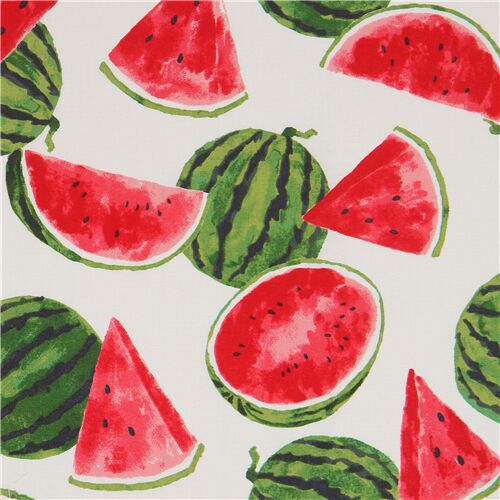 Watercolour Tumbling Watermelons Fabric by Japanese Indie - modes4u
