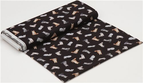 Michael Miller black fabric with tossed cats - modeS4u