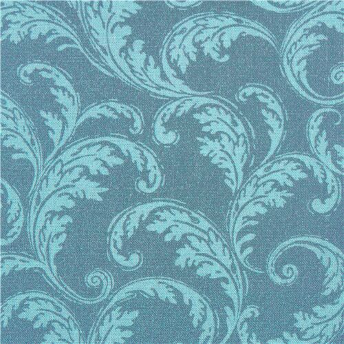 Michael Miller blue french scroll pattern on cotton fabric Fabric by ...