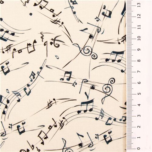 Michael Miller cream cotton fabric with music notes - modeS4u
