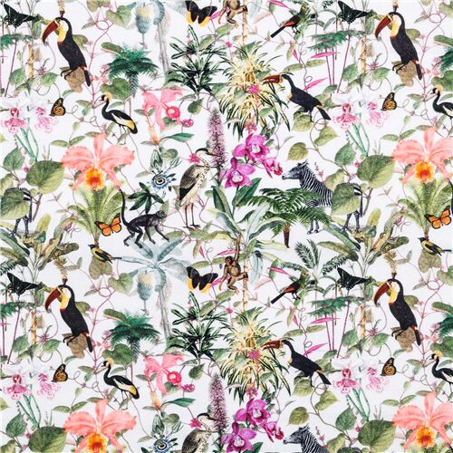 Remnant (28 x 112 cm) - Multicolor tropical wildlife print Stof France ...
