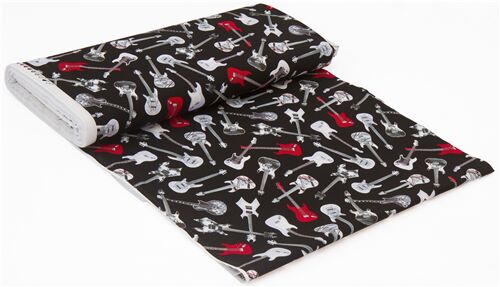 Musical instrument fabric Timeless Treasures guitars on black - modeS4u