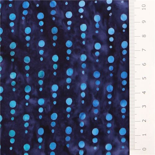 Navy blue batik fabric by Robert Kaufman turquoise dots trio - modeS4u