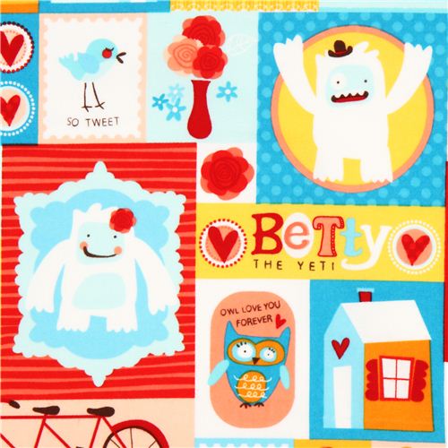 Patchwork Yeti snowman flannel fabric blue Robert Kaufman Fabric by ...