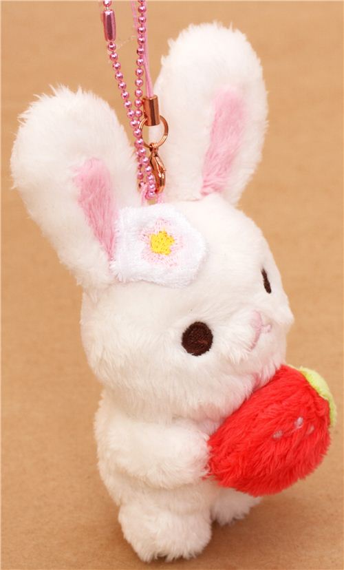 Piggy Girl rabbit plush charm white rabbit strawberry - modeS4u