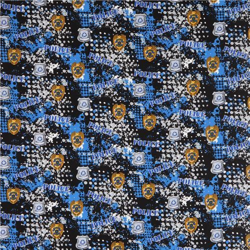 blue police badge cotton fabric - modeS4u