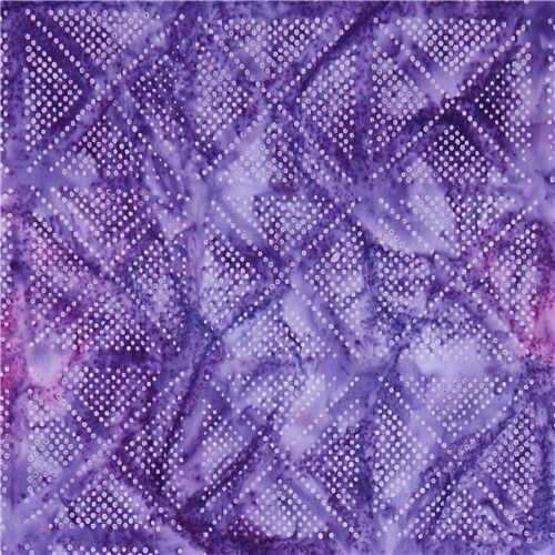 Purple batik cotton fabric white dots diamond Robert Kaufman Fabric by ...