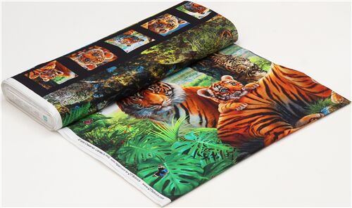 QT Fabrics colorful wild tiger panel fabric - modeS4u