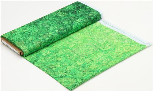 QT Fabrics green ombre fabric with mandala flower pattern - modeS4u