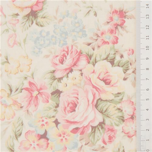 tessuto bianco panna Quilt Gate bouquet rose vintage - modeS4u